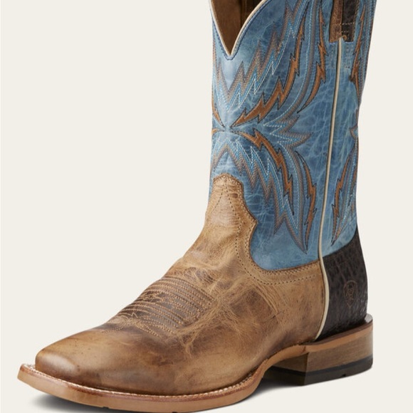 Ariat | Shoes | Ariat Brown And Blue Cowboy Boots With Distinctive ...